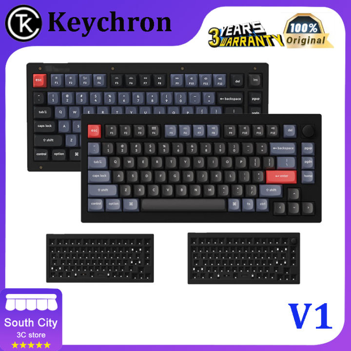 Keychron V1 black transparent 75 with wired mechanical keyboard QMK ...