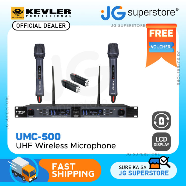 KEVLER UMC-500 Dual UHF 1100mAh Wireless Rechargeable Microphone with Dual Antenna Receiving ...