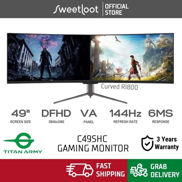 TITAN ARMY C49SHC 49" 1800R Ultrawide DFHD 3840x1080 Curved 144Hz Super ...