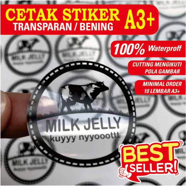 Cetak Stiker A3+ Transparan Untuk Botol Minuman dan Kemasan Lainya Anti ...