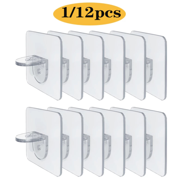 12pcs Self Adhesive Peg Bracket Layers Bracket For Shelf Hook Wardrobe ...