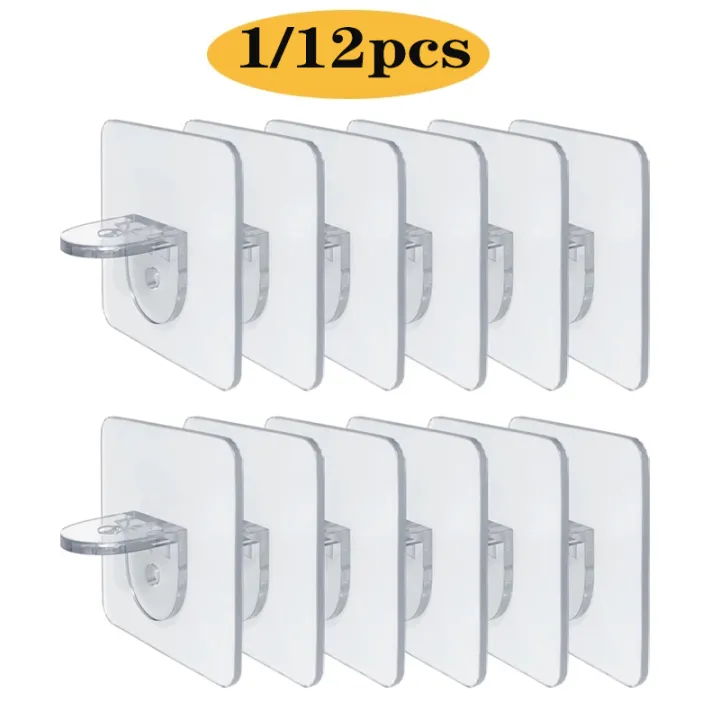 12pcs Self Adhesive Peg Bracket Layers Bracket For Shelf Hook Wardrobe ...