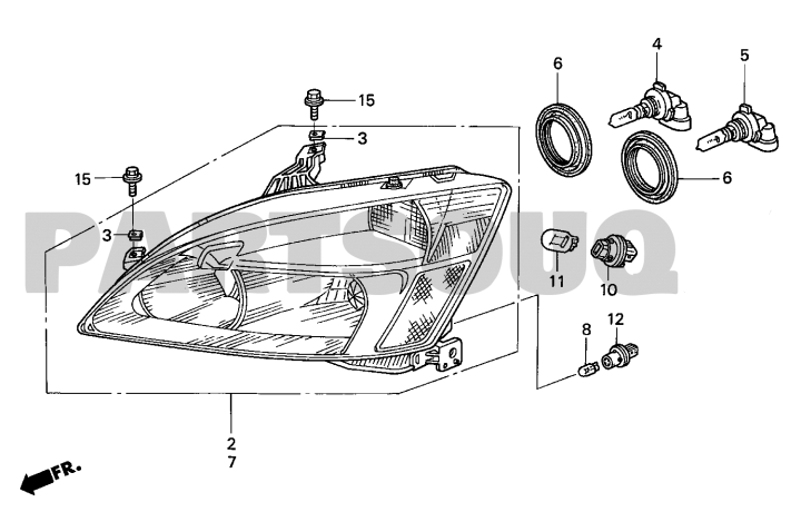 หลอดไฟหน้า Honda Accord ปลาวาฬ แอคคอร์ด G7 หลอดไส้ Halogen โคมฮาโลเจน ...