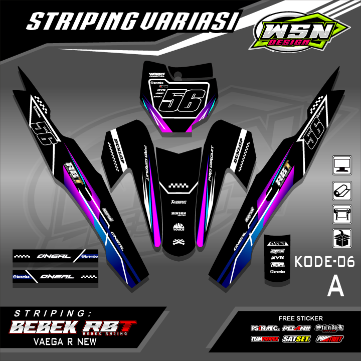 Sticker Striping Yamaha VEGA R NEW MOTOR RBT BEBEK MODIF SUPERMOTO ...
