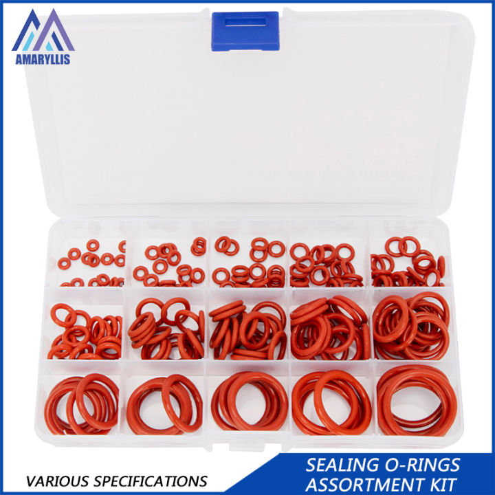 Thickness 1-3.1mm Durable Different Sizes Sealing O-Ring Kit Red Silicone VMQ Soft O Rings Round ...