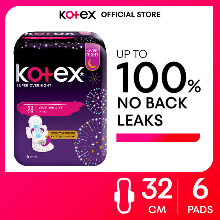 Kotex Super Overnights Feminine Pads 32cm - 6 Pads | Lazada PH