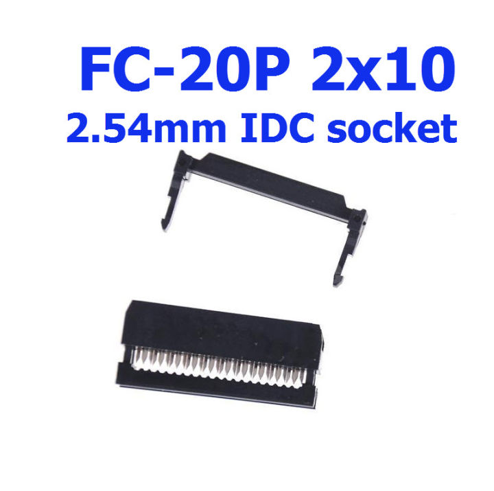 (5ชิ้น)FC-20P 2x10Pin Dual Row Pitch 2.54mm IDC Socket Connector Female Header 20-pin cable ...