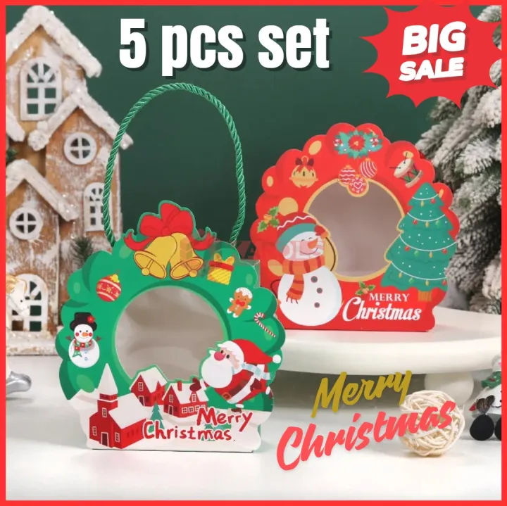 5PCS Christmas portable Santa Claus gift candy packaging box biscuit ...