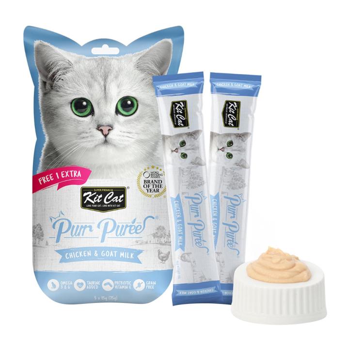 Kit Cat Purr Puree Liquid Treats for Cats - Chicken & Goat Milk (15g ...