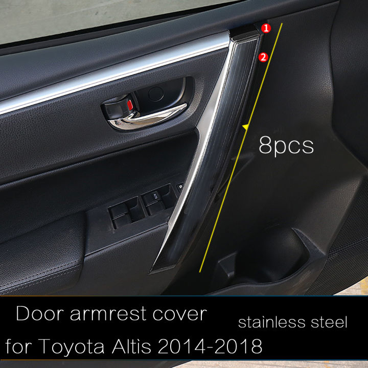 8pcs Door handle interior armrest Metal Cover For toyota Corolla altis ...