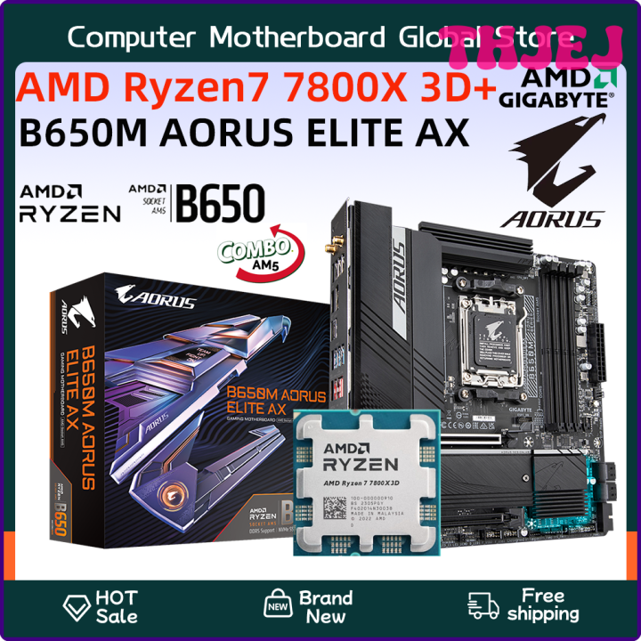 THJEJ Amd Ryzen 7 7800x 3d Gigabyte B 650M Aorus Elite Ax Am5 Processor ...