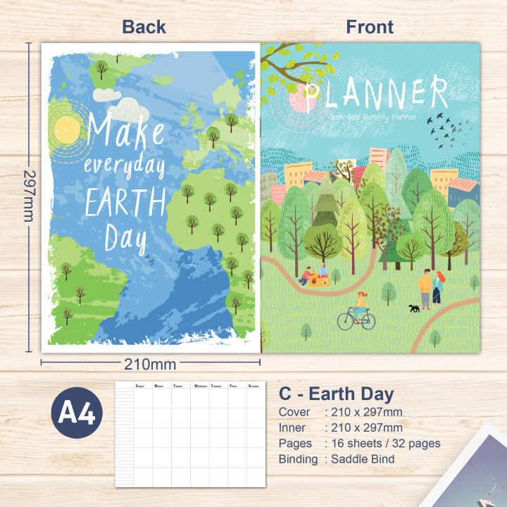 A4 A5 DIY undated planner diary month year planner Journal Stapler bind ...