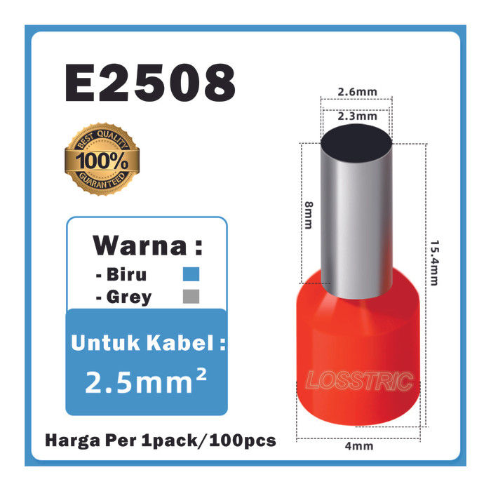 SKUN INSULATED FERRULES WARNA E2508 2.5mm. | Lazada Indonesia