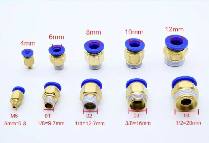Pc Air Pneumatic 12/10/8/6/4mm Hose 1/4 bsp 1/2 1/8 3/8 Male Thread Air ...