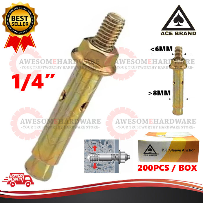 (200PCS) ACE 1/4" M6 SLEEVE ANCHOR METAL WALLPLUG WALL PLUG PALAM ...