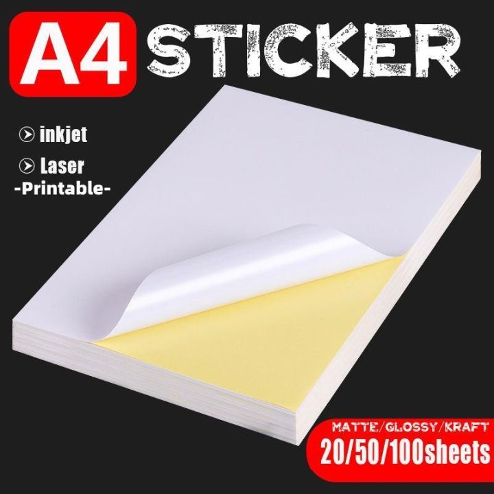 Printable Sticker Paper A4 SIZE matte/glossy/kraft for laser/Inkjet printers Kertas Pelekat a4 ...