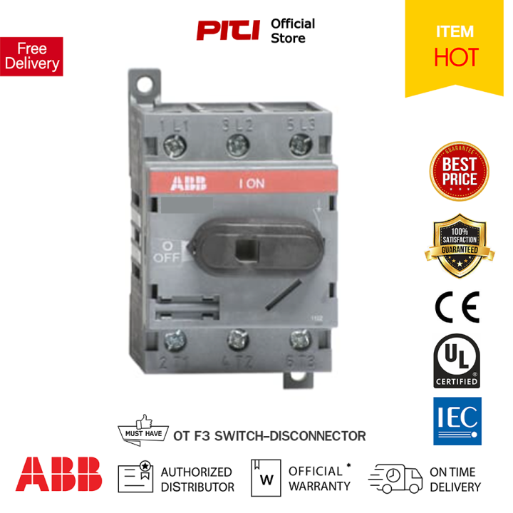 ABB OT16F3 - OT125F3 SWITCH-DISCONNECTOR Base and DIN-rall Mounting สวิต์ซ์ 3P (ไม่รวมอุปกรณ์ ...