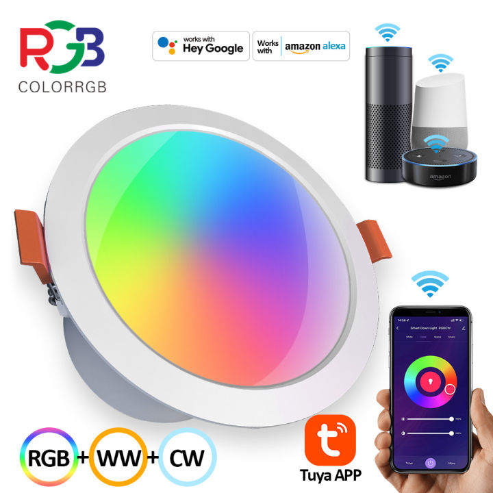 TUYA RGBW WiFi Bluetooth Smart LED Downlight 7W 15W Celling Light App Controlled Indoor Living ...