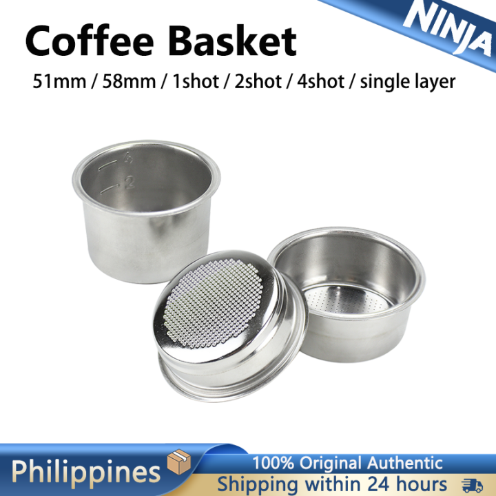 Ninja 51/58mm Coffee Basket 1/2/4 Shot Single Layer Espresso Coffee ...