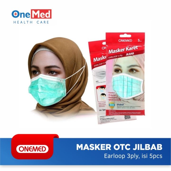 Masker Jilbab 3ply isi 5pcs OneMed | Lazada Indonesia