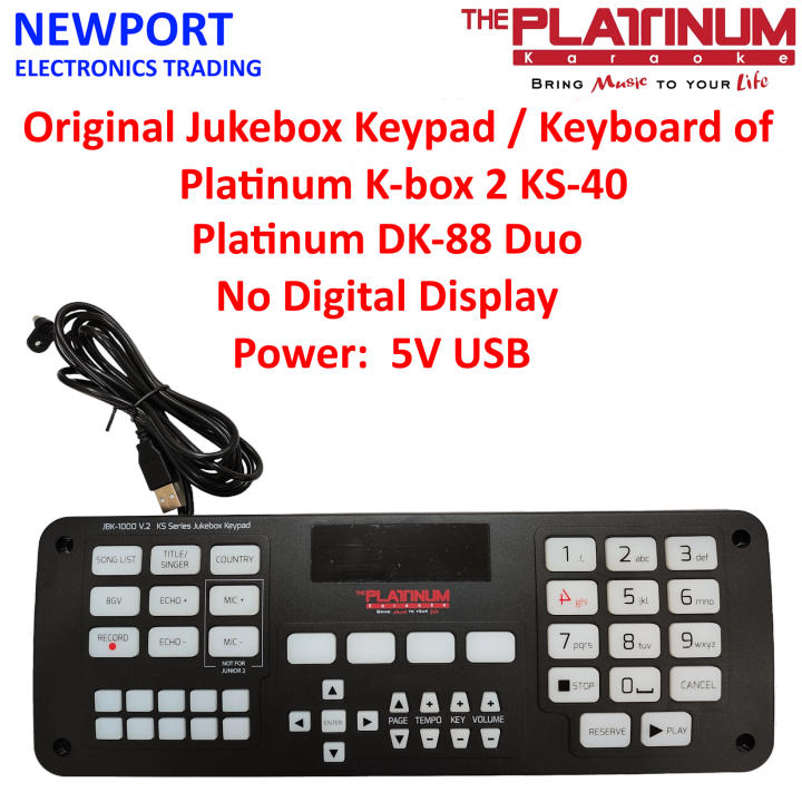 Original Platinum Jukebox Keypad/Keyboard of Platinum K-box 2 KS-40 and Platinum DK-88 Duo Party ...