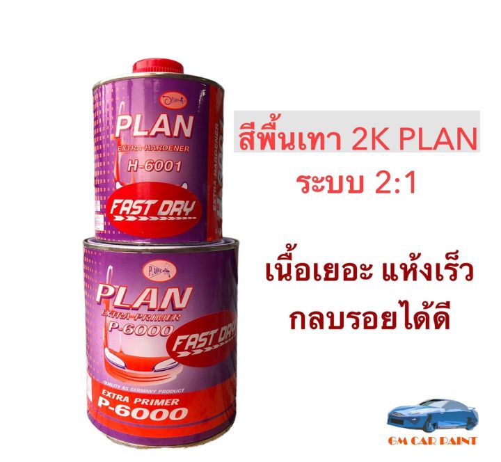 สีรองพื้น รถยนต์ 2K PLAN P-6000 + H-6001 ระบบ 2:1 รองพื้นเทา ชุดเล็ก 1 ...