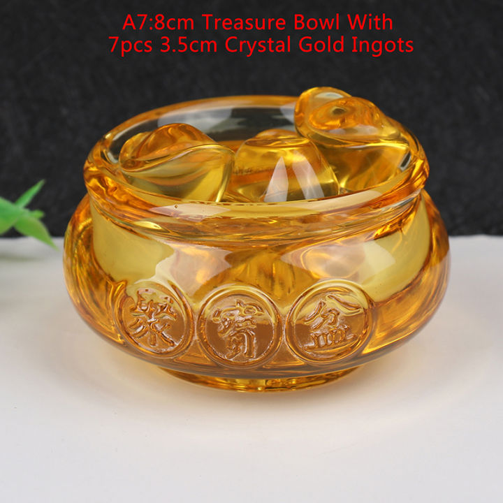 Ministar Feng Shui Chinese Crystal Gold Ingots Wealth Treasure Bowl ...