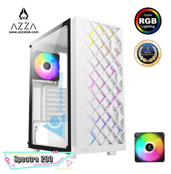 AZZA Mid Tower Gaming Tempered Glass Computer Case Luminou110/Golem221G ...