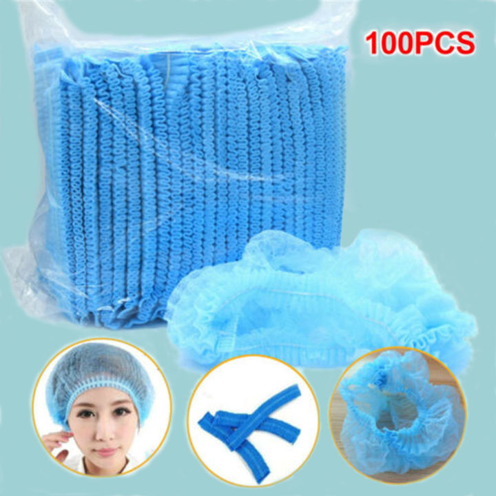 19/21inch 100 Pieces Disposable Hair Head Cover Cap Net Non Woven Cap ...