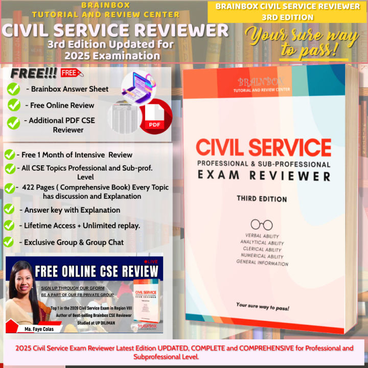 Brainbox Civil Service Reviewer - Updated for 2025 Examination - Bundle ...
