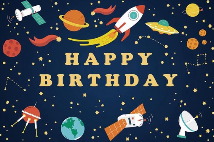 4x3ft Space Theme Happy Birthday Background Astronaut Rocket Planet ...