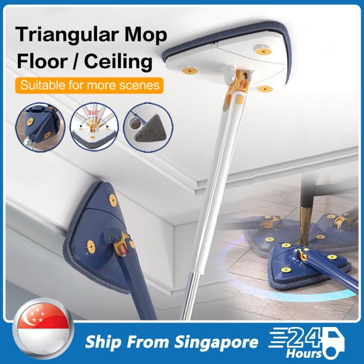 Triangular Mop 360° Rotatable Adjustable Self-extrusion Type Hands-free ...