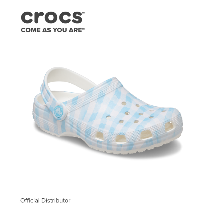 Crocs Unisex Classic Gingham Clog in White Blue | Lazada PH