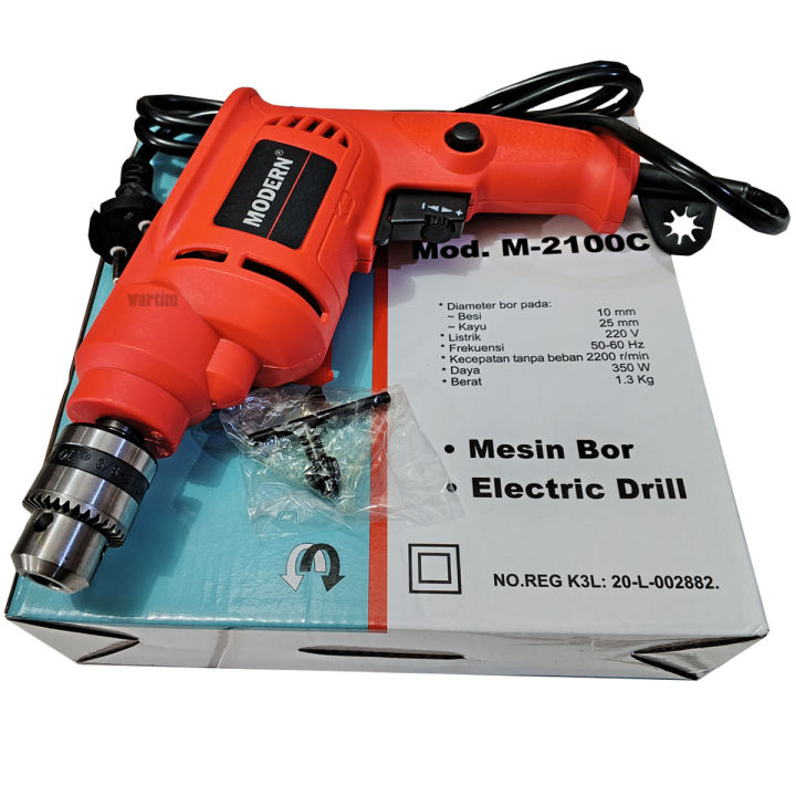 BOR MODERN m-2100 c MESIN BOR LISTRIK BOR TANGAN BOR BESI KAYU OBENG 10 ...