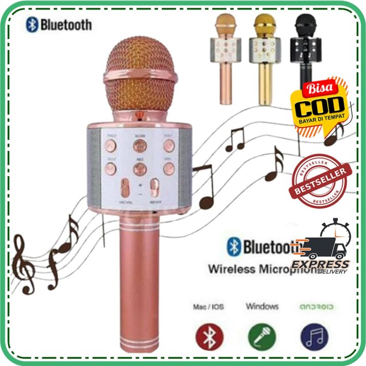 MIC PORTABLE WS-858/858PPT MICROPHONE BLUETOOTH ~o0o~ *NAJAH* SPEAKER KARAOKE - WSTER/HANDHELD ...