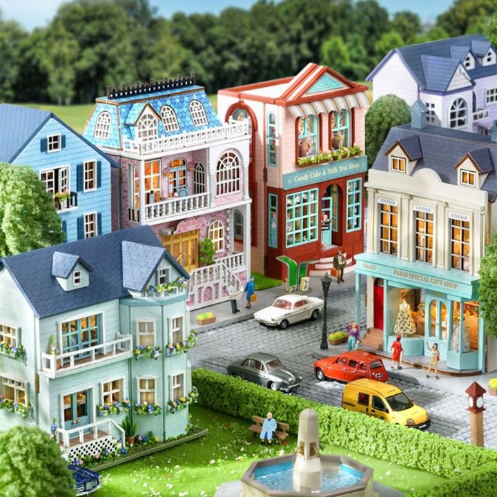 DXNZVA Multilevel DIY Miniature House Kit Wooden Self-control Fairytale ...