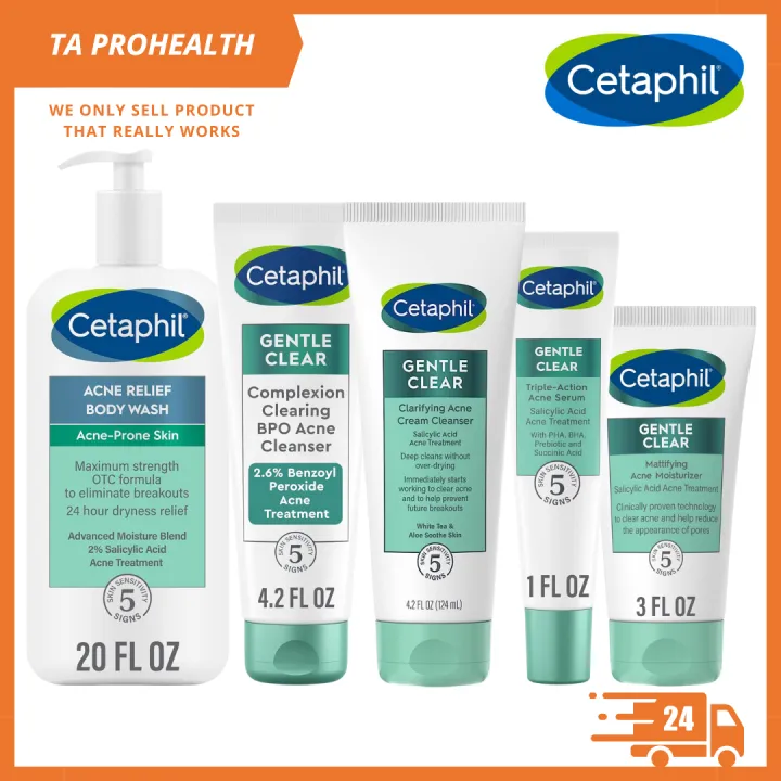 Cetaphil Gentle Clear Clarifying Acne Cream Cleanser / Mattifying Acne Moisturizer / Acne Body ...