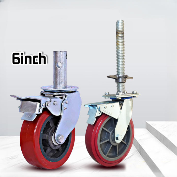 6 inch Scaffolding Rubber Wheel Long Pole Heavy Duty Scaffolding Caster ...