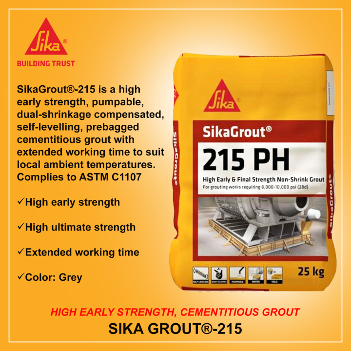 SikaGrout 215 25KG High Early Strength, Pumpable, Shrinkage Compensated ...