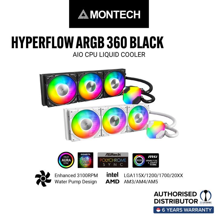 MONTECH HyperFlow ARGB 360 - AIO CPU Liquid Cooler, Intel&AMD Compatible, Chart-Topping ...