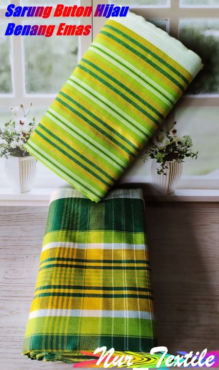 Sarung Adat Buton Hijau Pakai Benang Emas Sarung Untuk Laki-Laki dan ...