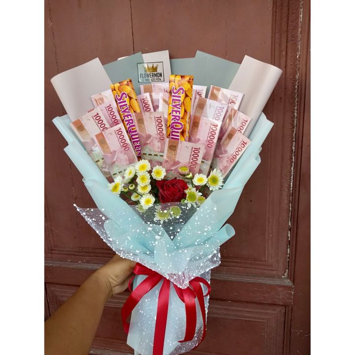 Buket Uang Medan Mix Coklat Silverqueen Money Bouquet Murah Bunga Ulang ...