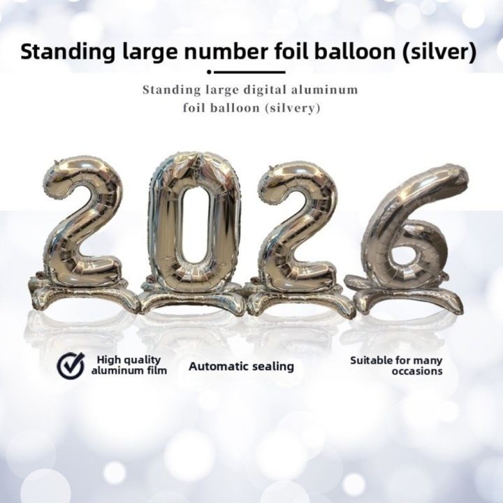 ZHEZHE Standing 2026 Number Foil Balloons Year 32in Stand 2026 Balloon ...