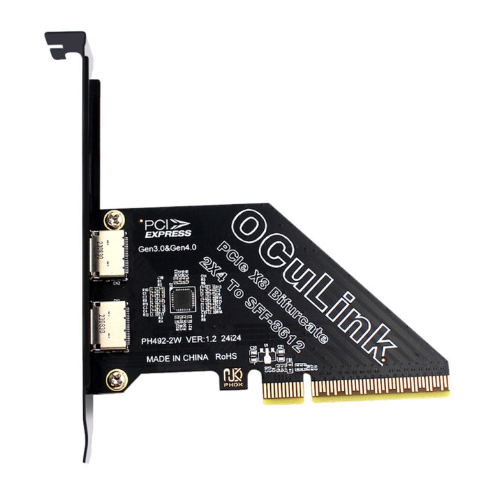 PCIeX8 To 2 Port Oculink SFF 8611 & 8612 Convert Card PCIe 4.0 PCIe ...