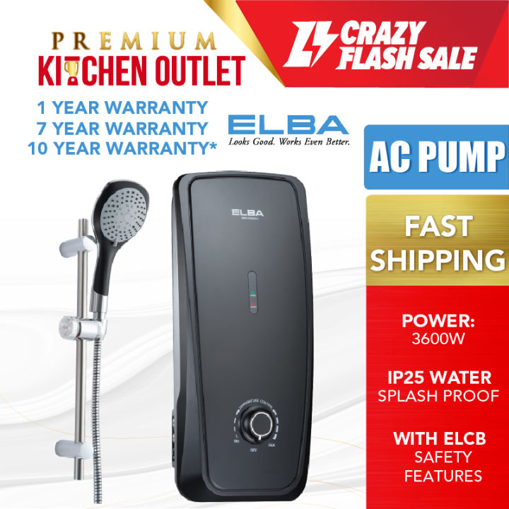 Elba 3600W Attivo Series AC Pump Instant Water Heater EWH-G3663AC (SW ...