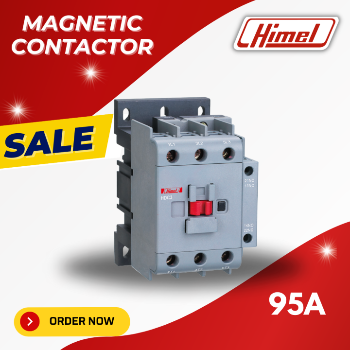 Himel Magnetic Contactor 95A - 45kW, 220VAC Coil, 1NO + 1NC, AC-3 ...
