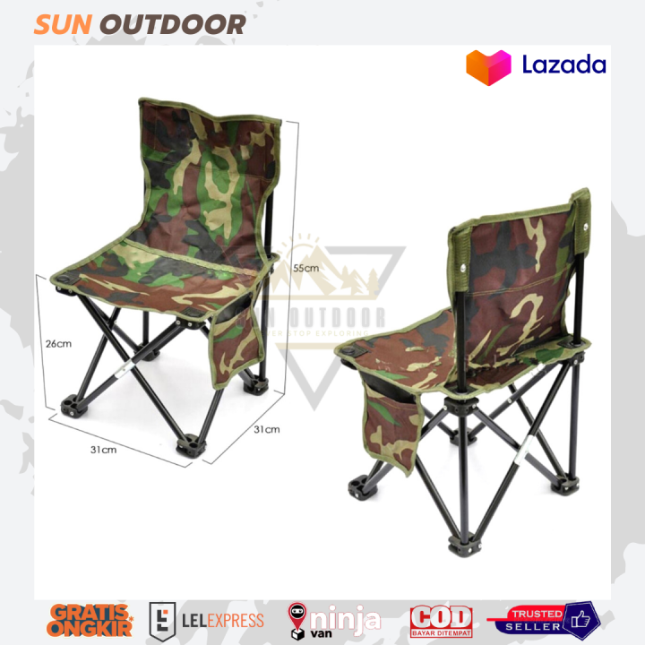 Kursi Lipat Mancing Camping Piknik Outdoor Portable Sandaran Kursi ...