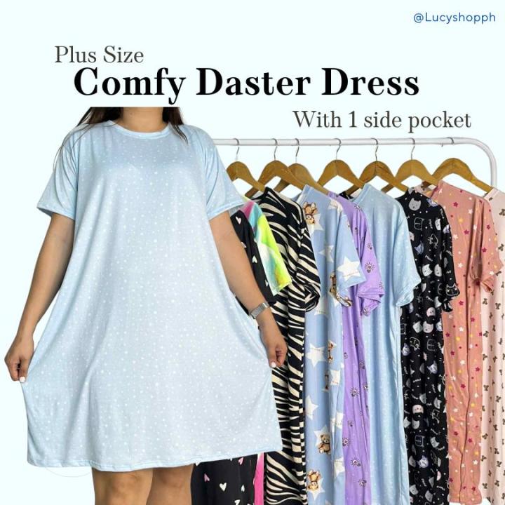 Lucy Plus Size Comfy Maxi Daster Dress with 1 side pocket Sleepwear ...