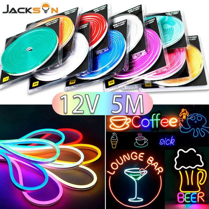 DC 12V 5M Neon Flexible Strip Light 6X12mm IP67 Waterproof For DIY ...