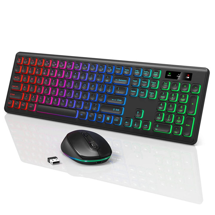 Wireless Keyboard And Mouse Combo Notebook USB-C RECHARGEABLE Backlight ...